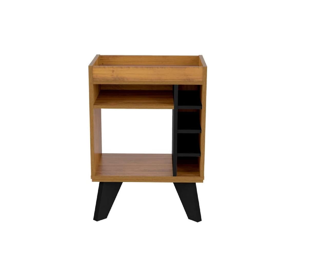 MORTON Black & Pine Effect Mini Bar / Side Table L45.5cm x D32cm