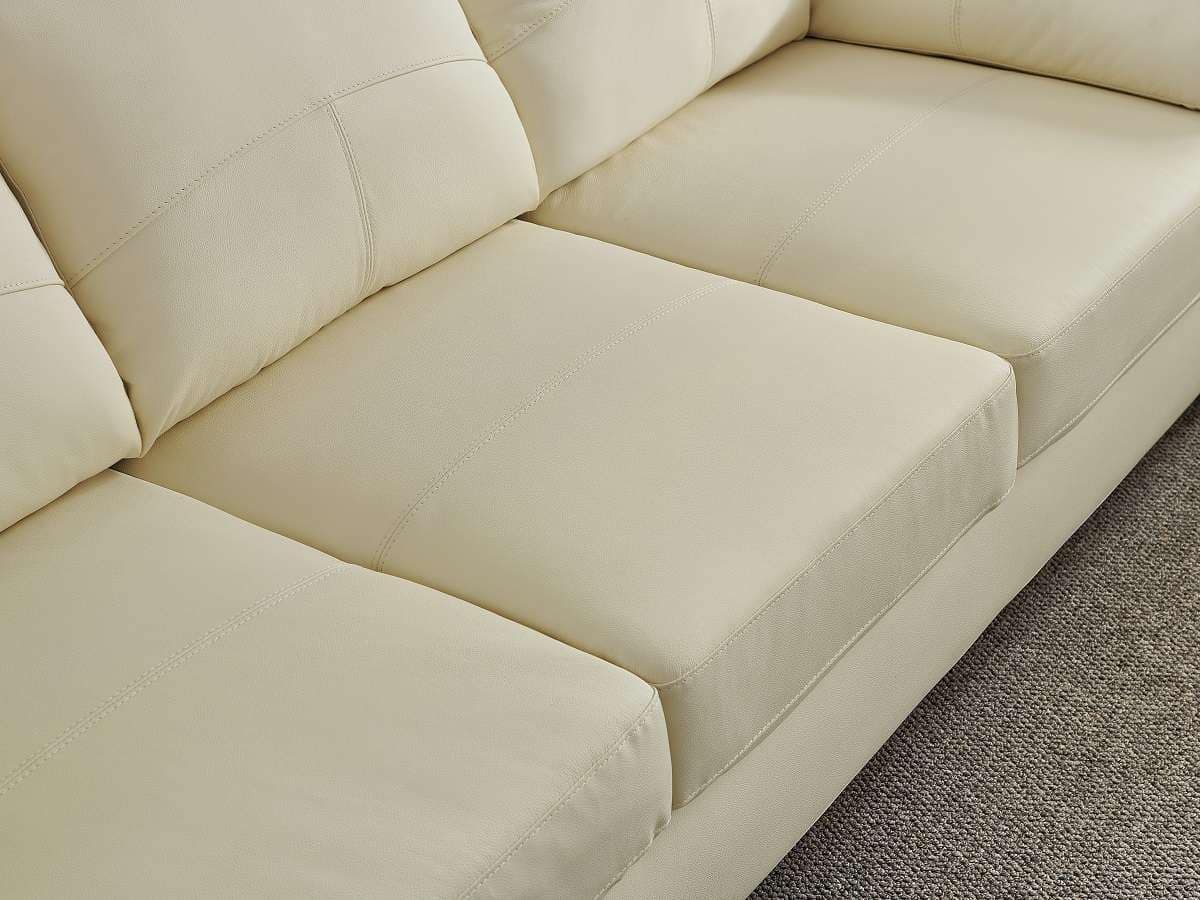 Cream Leather Corner Sofa - 2C2 BOSTON