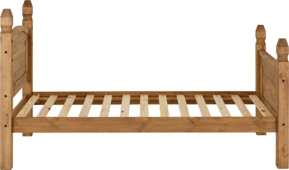 CORONA 3ft Single Waxed Pine High Foot End Bed W101.5cm X D206.5cm X H117cm