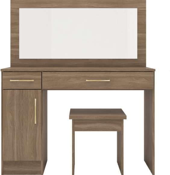 NADIA Rustic Oak Effect 1 Door 2 Drawer Vanity/ Dressing Table Set