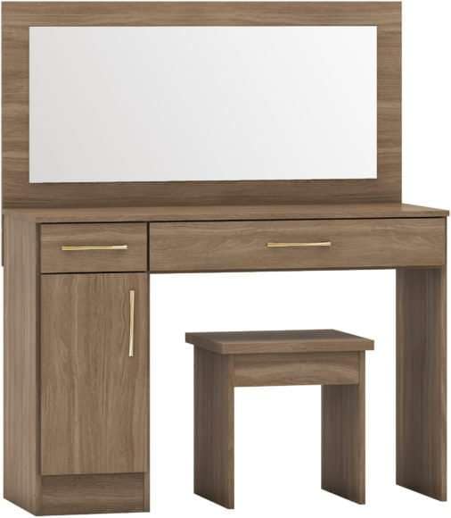 NADIA Rustic Oak Effect 1 Door 2 Drawer Vanity/ Dressing Table Set