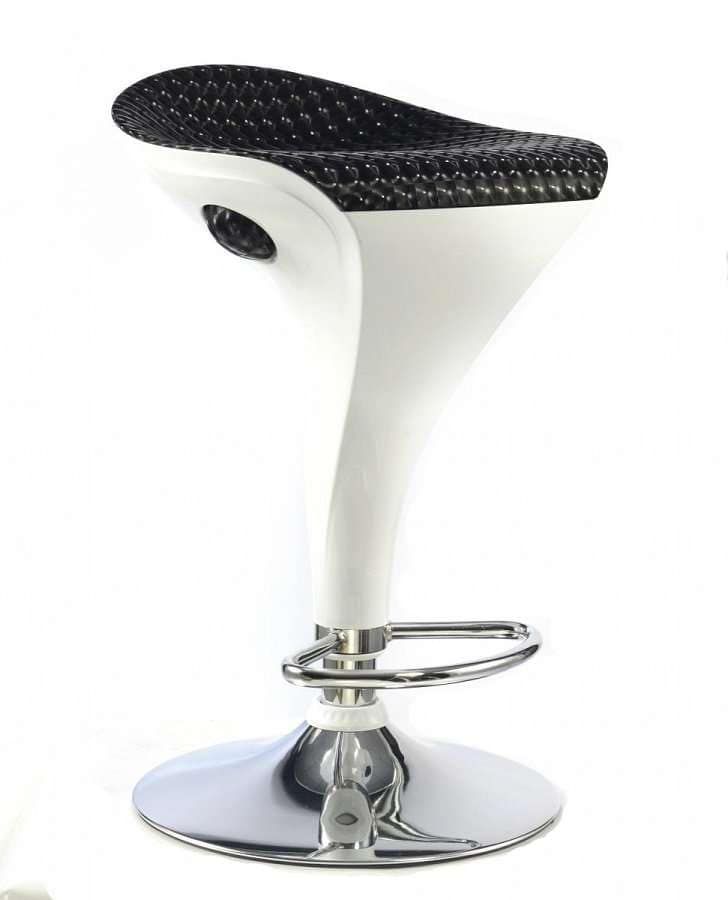 UTAH White Gloss Base & Black Textilene Seat Stool W40cm x D41cm